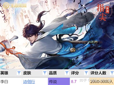 李白诗剑行皮肤评分公布，被恶意评价后仍然有8 7分，可放心入手 知乎