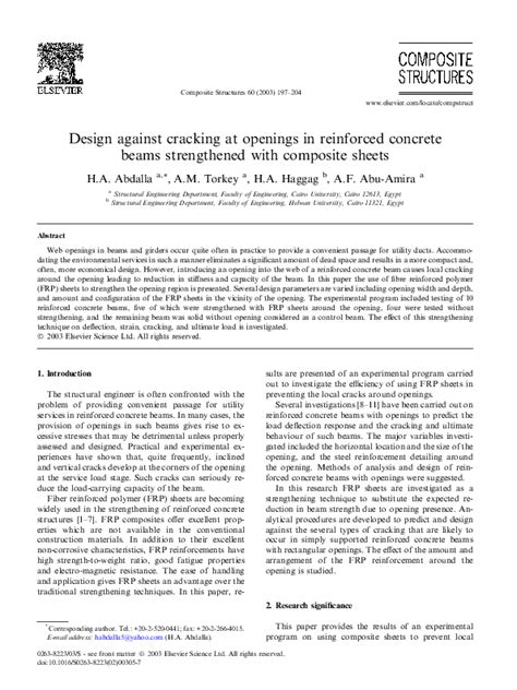 Pdf Design Against Cracking At Openings In Reinforced Concrete Beams Strengthened With