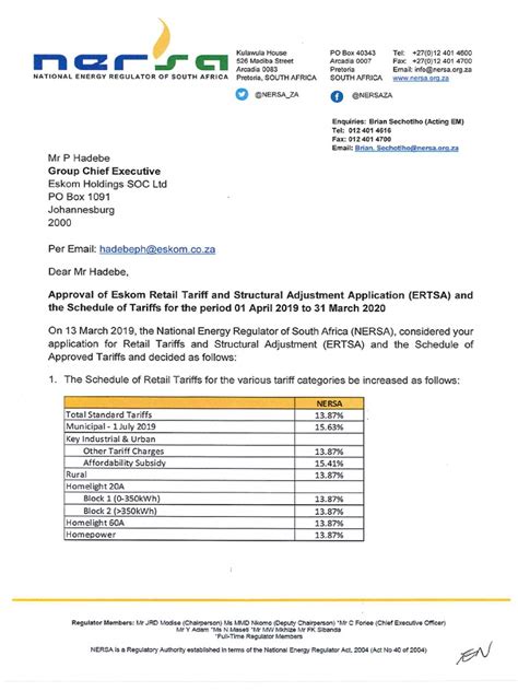 Letter Eskom Ertsa Decision Pdf