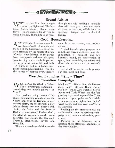 Clock And Watch Magazine Page Westclox Tick Talk June 1966 16