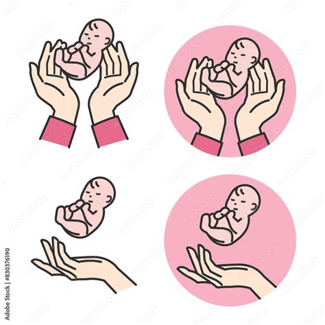 赤ちゃんを手のひらで抱っこして支えるお母さんのイラストアイコン Stock Vector Adobe Stock