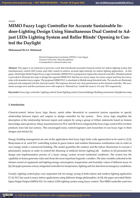 Pdf Mimo Fuzzy Logic Controller For Accurate Sustainable Indoor