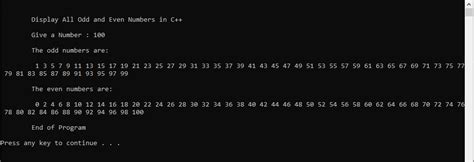 Free Programming Source Codes And Computer Programming Tutorials Display All Odd And Even