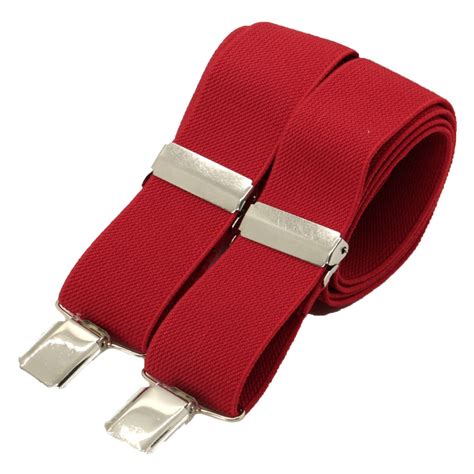 Red Plain 35mm Silver Clip Braces Cn Dalaco