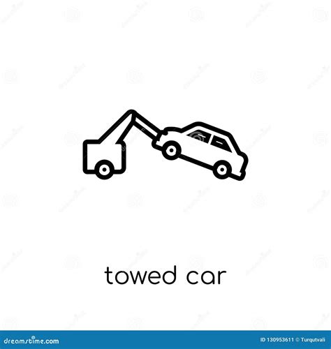 Towed Car Icon Trendy Modern Flat Linear Vector Towed Car Icon Stock