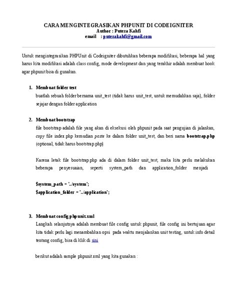 Pdf Cara Mengintegrasikan Phpunit Di Codeigniter