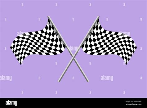 Graphic Flat Design Drawing Pair Of Finish Flag Icon Logo Label