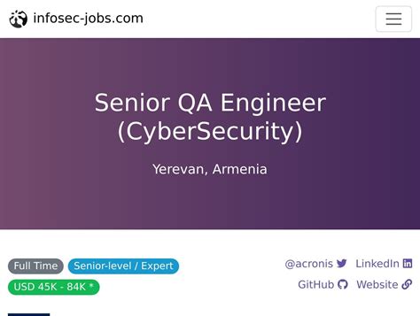 [hiring] senior qa engineer cybersecurity in yerevan armenia r