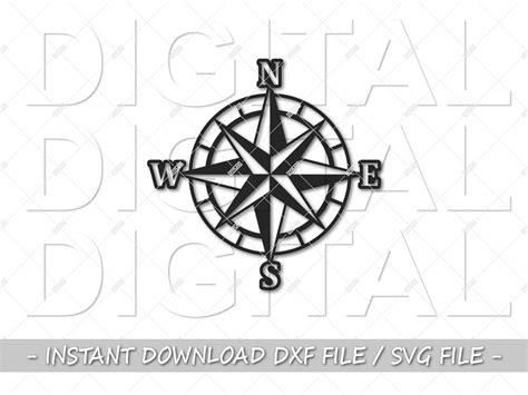 Compass Rose Dxf Cnc Plasma Laser Svg Cricut Silhouette Etsy