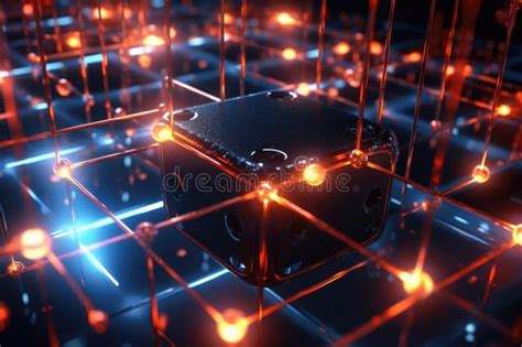 Close Up Of Qubit Connections And Glowing Nodes Stock Illustration