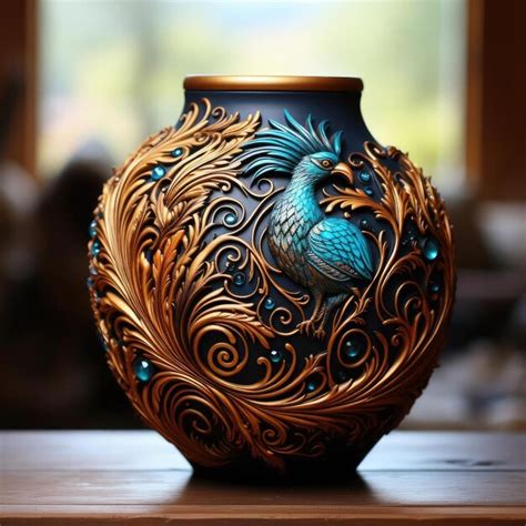 Premium Ai Image Artistic Vases With Intricate Designs And Vibrant Colors