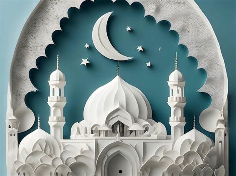 Premium Photo Eid Paper Art Background Islamic Eid Backround