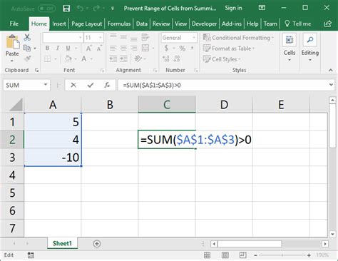 how to show a negative sum in excel