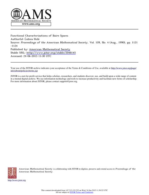 Pdf Functional Characterizations Of Baire Spaces