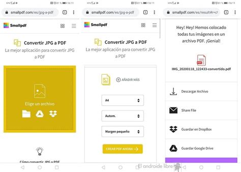 Cómo convertir archivos a PDF en móviles Android aplicaciones webs