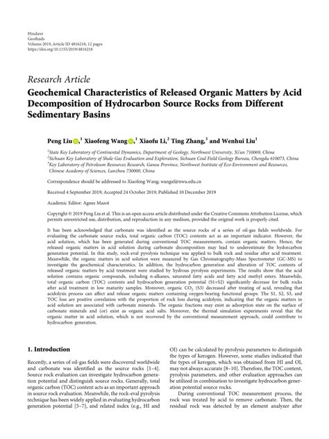 Pdf Geochemical Characteristics Of Released Organic Matters By Acid Decomposition Of