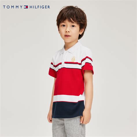 Tommy童装正品夏季新品儿童上衣男童短袖polo衫中大童打底衫虎窝淘