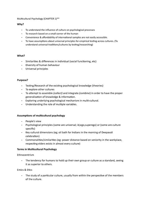 KMY2013 Lecture Notes Multicultural Psychology CHAPTER 1 Why