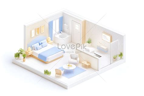 현대적인 스타일의 침실 모델 일러스트 무료 다운로드 Lovepik