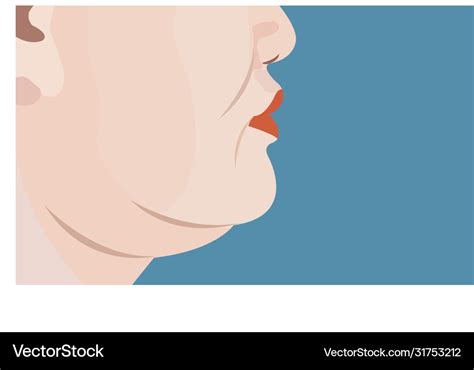 Fat Senior Woman Face With A Double Chin Vector Image