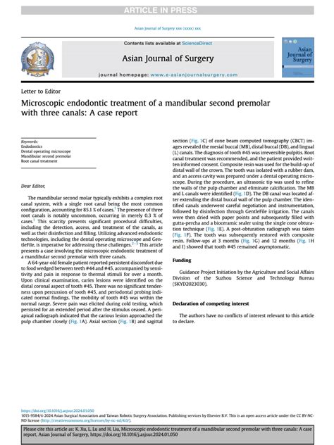 Pdf Microscopic Endodontic Treatment Of A Mandibular Second Premolar