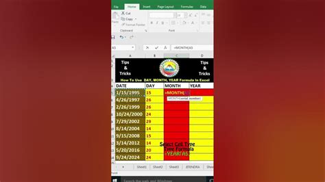 How To Use Daymonth And Year Formula In Excelexcel Gbec76 Exceltips
