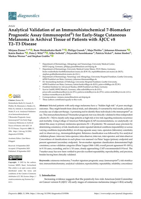 Pdf Analytical Validation Of An Immunohistochemical 7 Biomarker Prognostic Assay Immunoprint