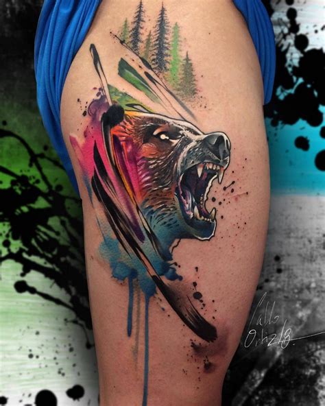 Watercolor Bear Tattoo