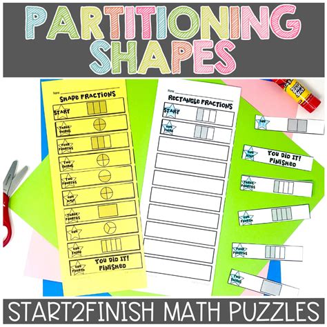 Partitioning Shapes Equal Share Fractions Halves Thirds Fourths Math