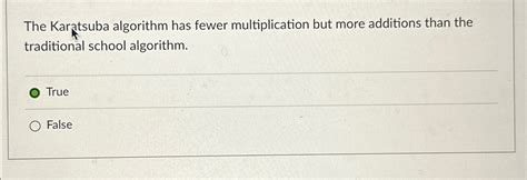 Solved The Karatsuba Algorithm Has Fewer Multiplication But