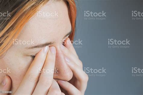 Touching Face With Hands Concept Of Bringing Infection To Eyes Stock