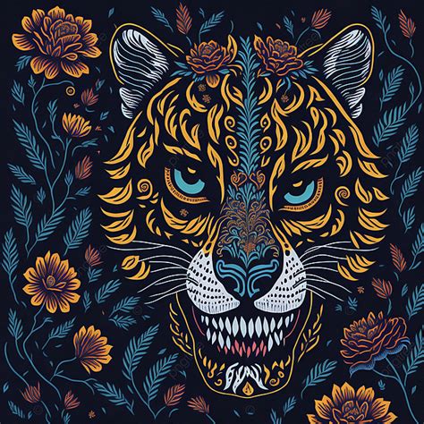 생생한 부족 모자이크로 그려진 장엄한 호랑이 패턴의 눈에 띄는 융합 부족 패턴 모자이크 삽화 배경 일러스트 및 사진 무료 다운로드 Pngtree