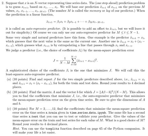 Solved Suppose That X Is An N Vector Representing Time Chegg