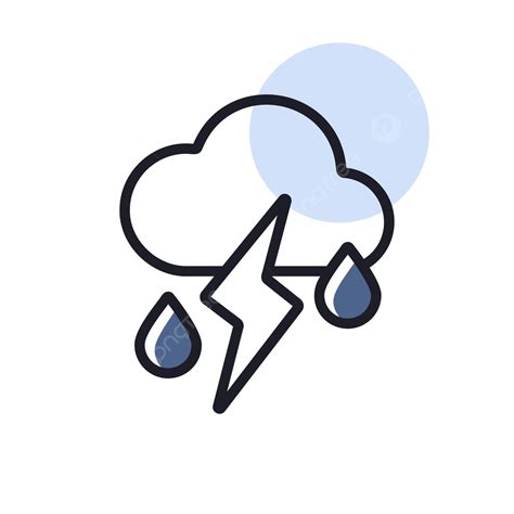 Vector Icon Of Thunderstorm Clouds With Autumn Rain And Lightning