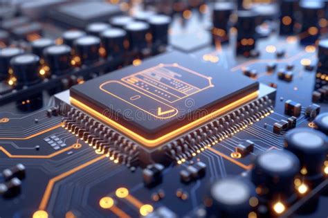 Blue Technology Background With Quality Control Check Mark Stock