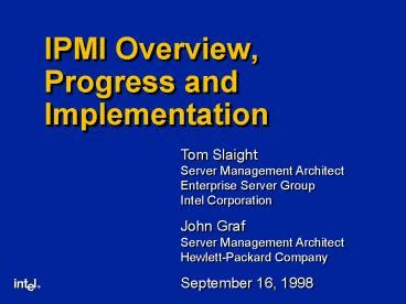 PPT IPMI Overview Progress And Implementation PowerPoint Presentation Free To View Id