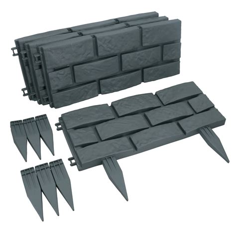 AB Tools 18cm X 1 76m Green Grey ABS Plastic Brick Effect Garden Edging