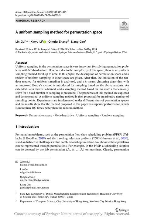 A Uniform Sampling Method For Permutation Space