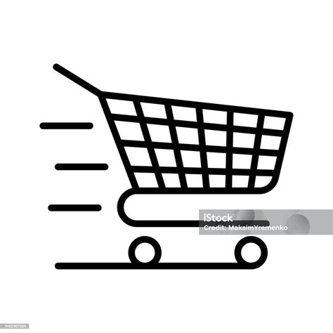 쇼핑 카트 아이콘입니다 빈 트롤리 흰색 배경에 격리된 픽토그램 가방에 대한 스톡 벡터 아트 및 기타 이미지 가방 개념 검은색 Istock