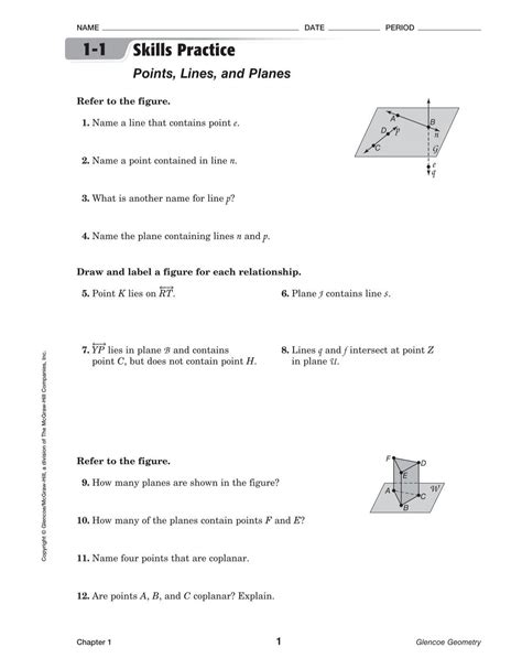 Skills Practice Points Lines And Planes Mrs Foy S Classroom