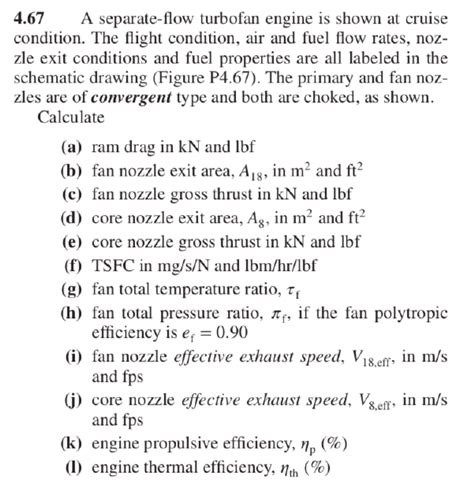 Solved 4 67 A Separate Flow Turbofan Engine Is Shown At
