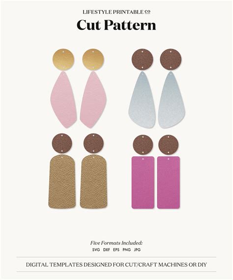 Earrings Svg Multiple Parts Earrings Template Svg Leather Earrings Earring Template Silhouette