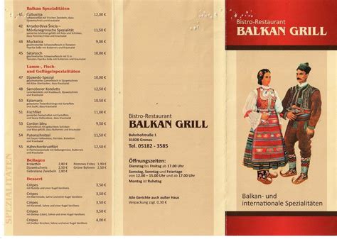 Speisekarte Von Balkan Grill Restaurant Gronau Leine