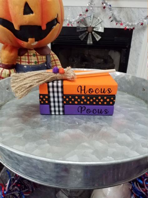 Handmade Halloween Mini Bookstack For Tier Trays Halloween Decor For