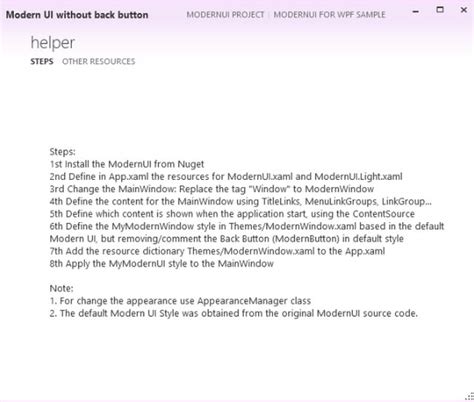 Modern Ui For Wpf Application By Example Default Window Without Back Button