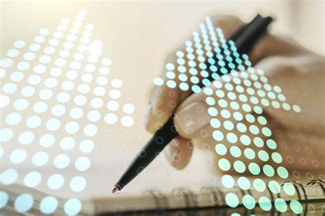 Premium Photo Creative Abstract Upward Arrows Sketch And Woman Hand Writing In Notepad On