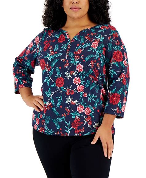 Karen Scott Plus Size Floral Print Top Created For Macys Macys