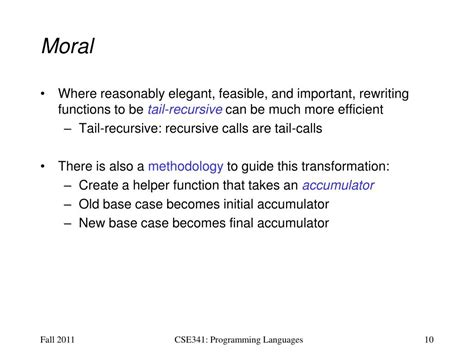 Ppt Cse341 Programming Languages Lecture 6 Tail Recursion