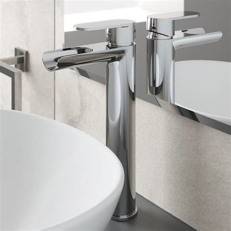 Tall Countertop Waterfall Basin Mixer Tap Bathroom High Rise Sink