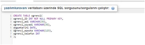 Mysql Tablo Oluşturma Yazılım Karavanı Bilim Teknoloji Mühendislik